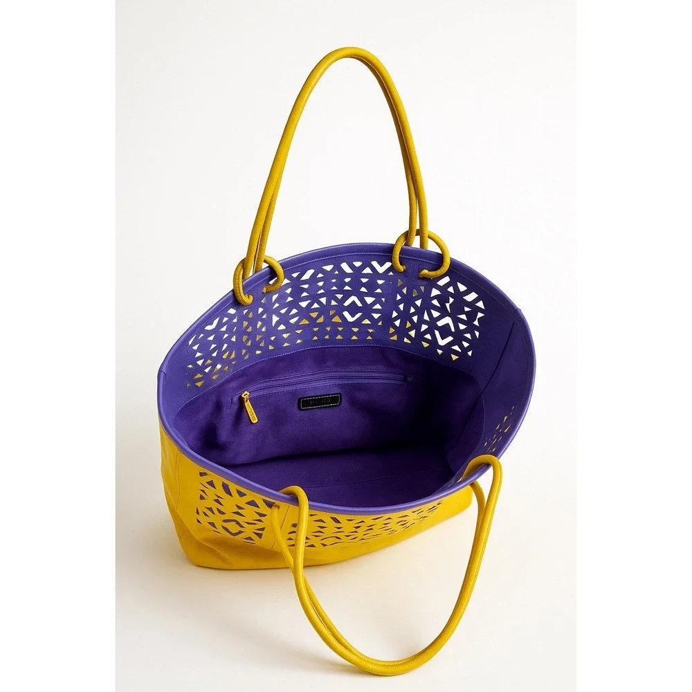 Beth Levine | Bags | Beth Levine New York Tote Bag Large Yellow Purple ...